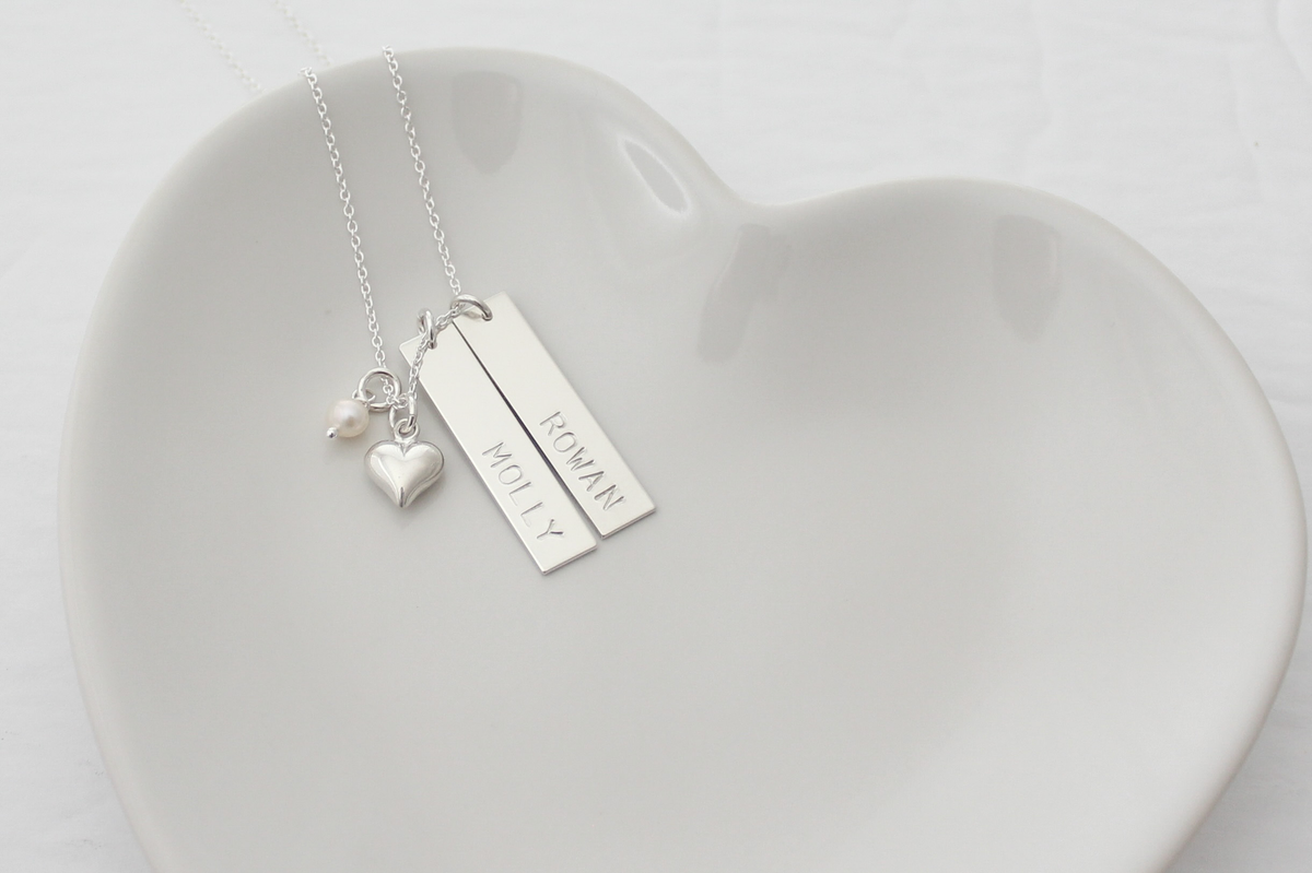 Vertical Name Bars with a Solid Heart (Two Bars) – HELLO LOVELY DESIGNS